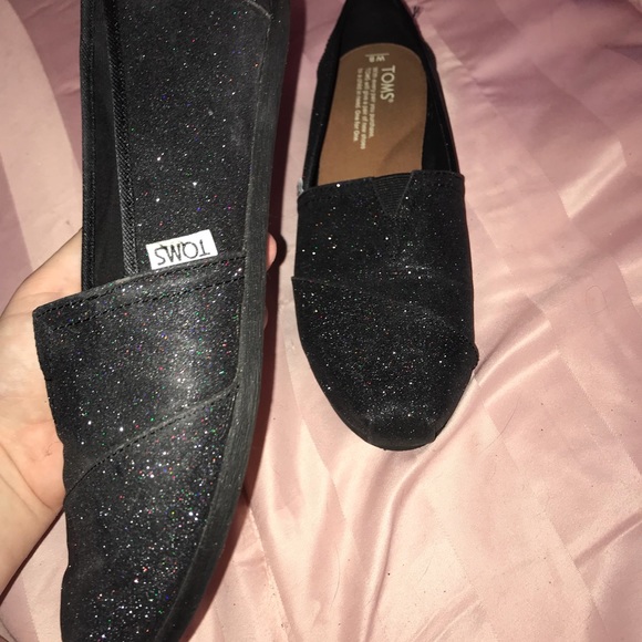 Toms | Shoes | Black Sparkly Toms | Poshmark
